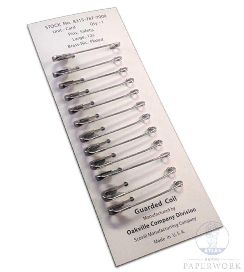 Safety Pins Card Standard - Atlas Repro Paperwork & Props