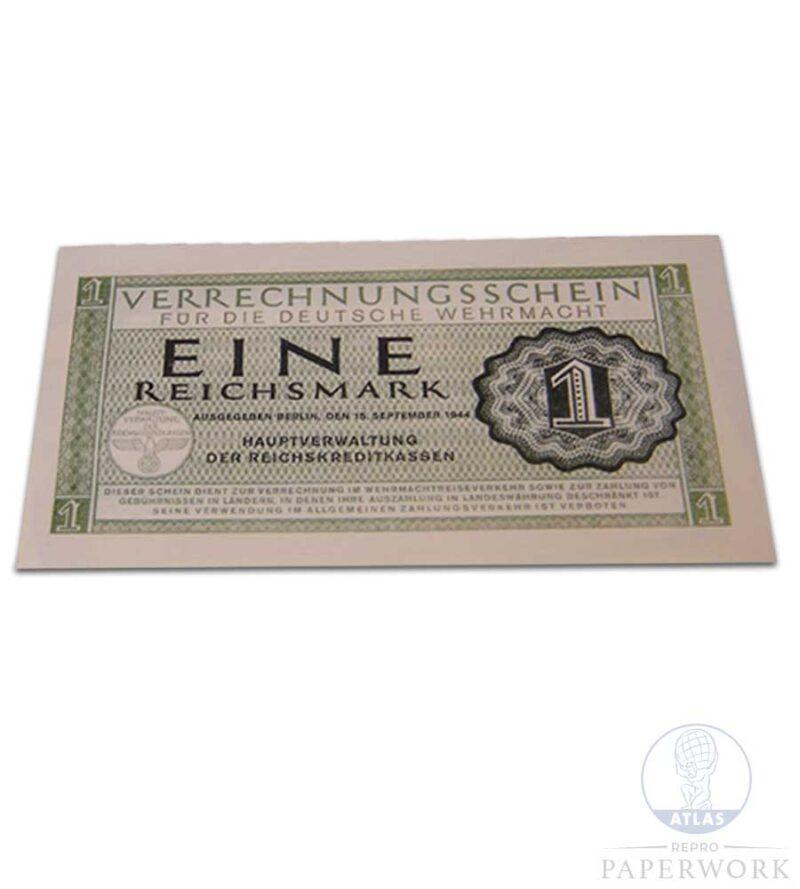 1 Reichsmark Wehrmacht 1944 - Atlas Repro Paperwork & Props