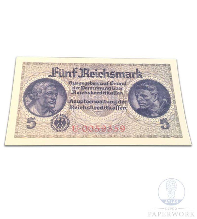 5 Reichsmark 1939 - Atlas Repro Paperwork & Props