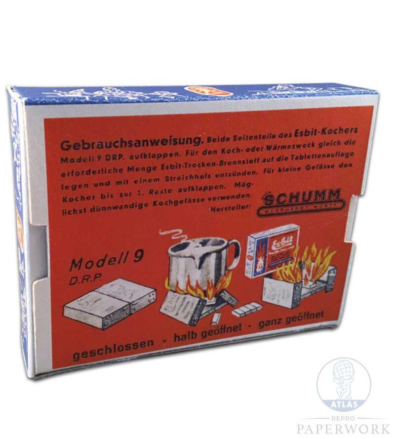 Esbit Stove box Civilian - Atlas Repro Paperwork & Props