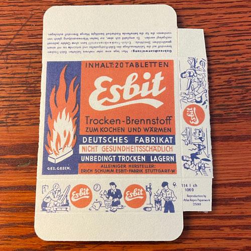 Esbit Fuel Tabs box - Atlas Repro Paperwork & Props
